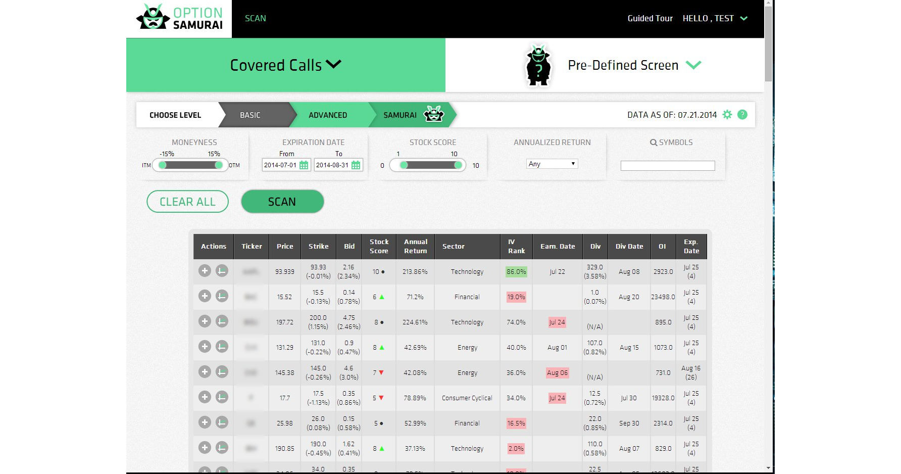 Option Samurai | Platforms | Tradier