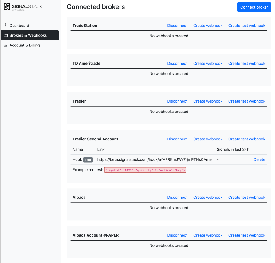 SignalStack | Platforms | Tradier