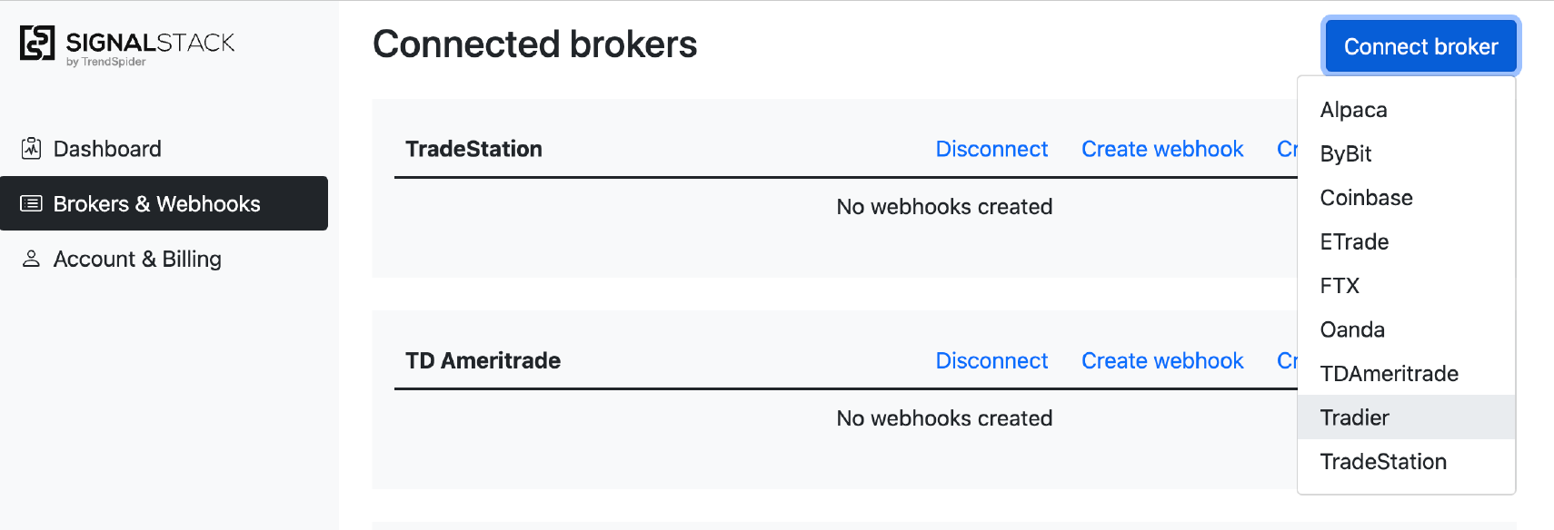 SignalStack | Platforms | Tradier
